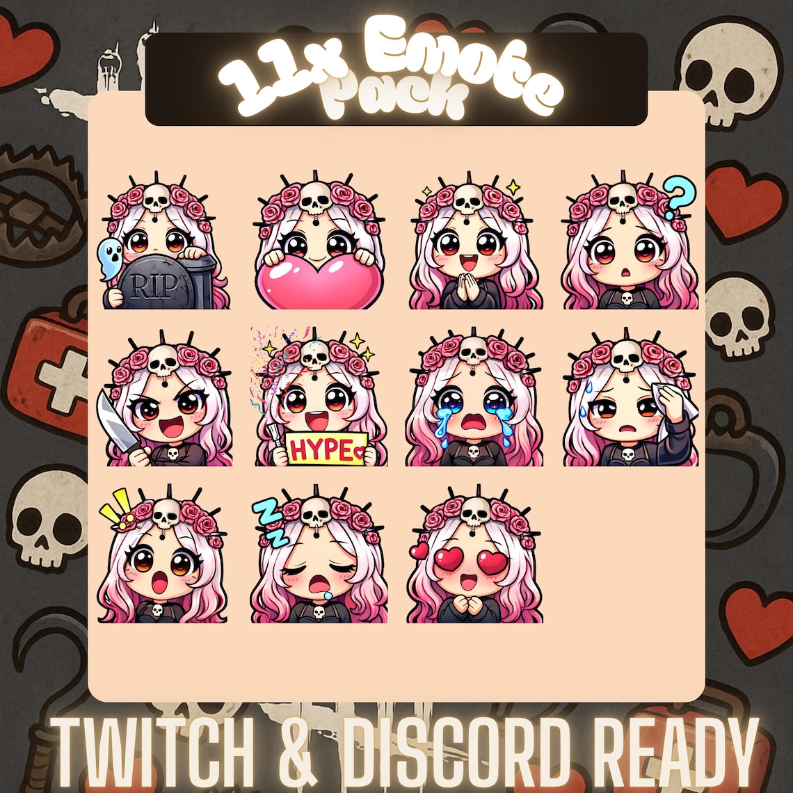 Sable Ward Emote Pack | Dead by Daylight Twitch Emotes | Cute Goth ...