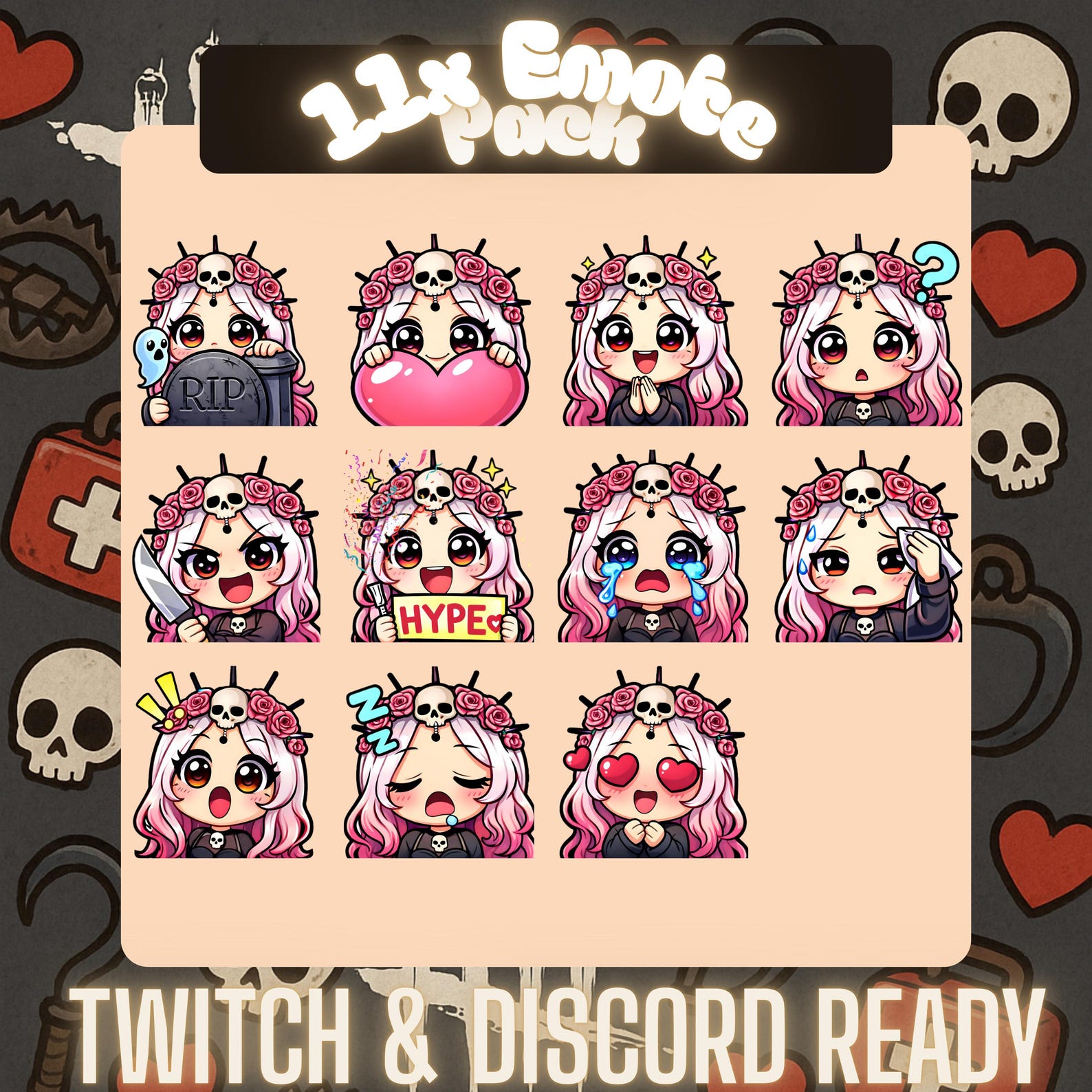 Sable Ward Emote Pack | Dead by Daylight Twitch Emotes | Cute Goth ...