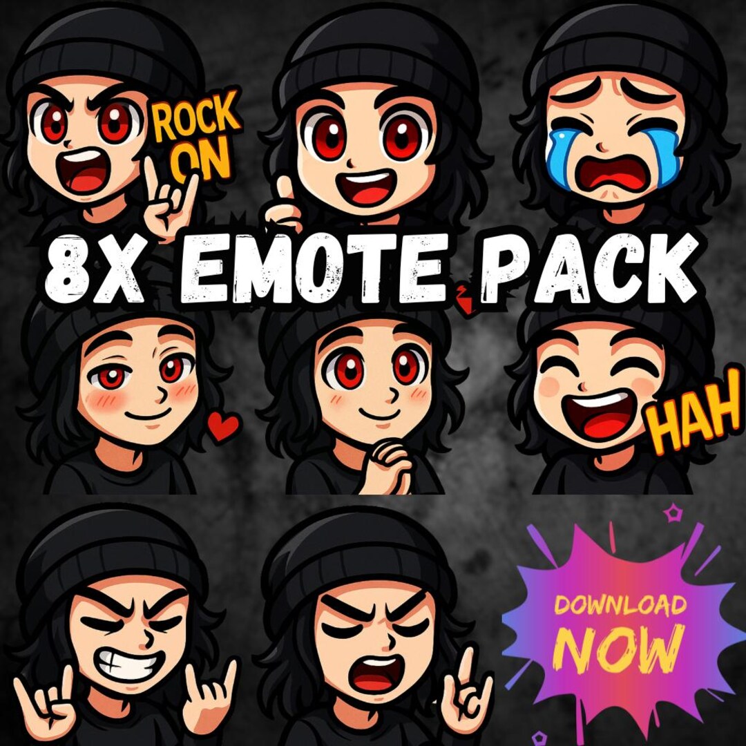 Metalhead Guy Twitch Emotes: Chibi Rocker Streamer Pack - Etsy