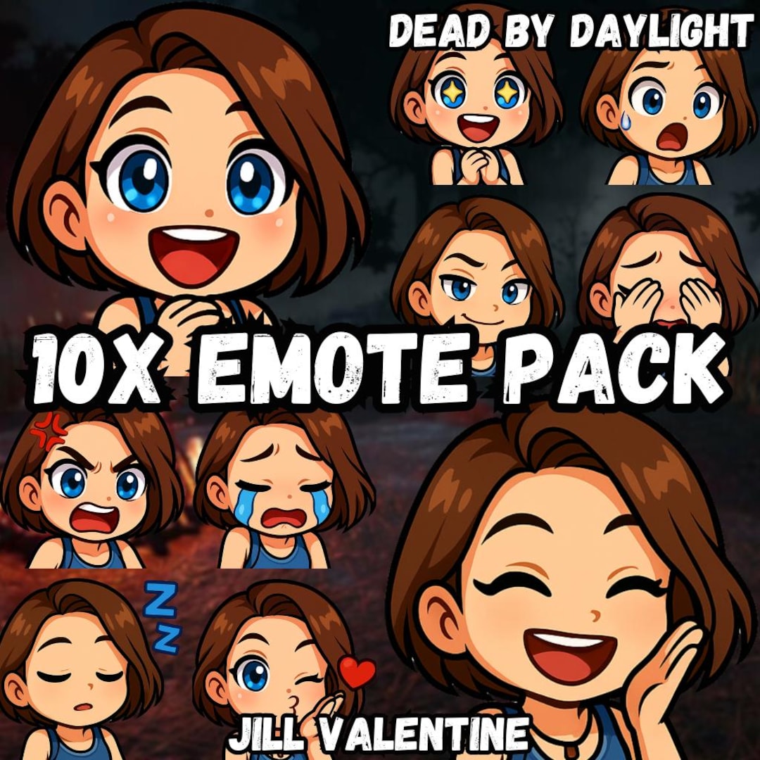 Jill Valentine Chibi Emotes | Dead by Daylight 10 Reaction Pack (PNG ...