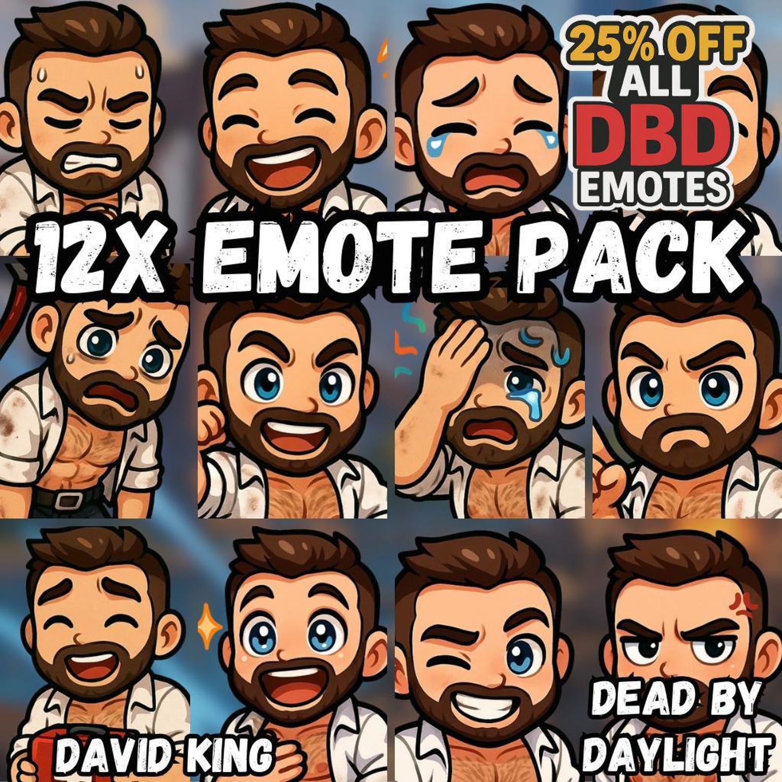 Dead by Daylight David King Emotes | 12x Twitch & Discord Chibi Emotes ...