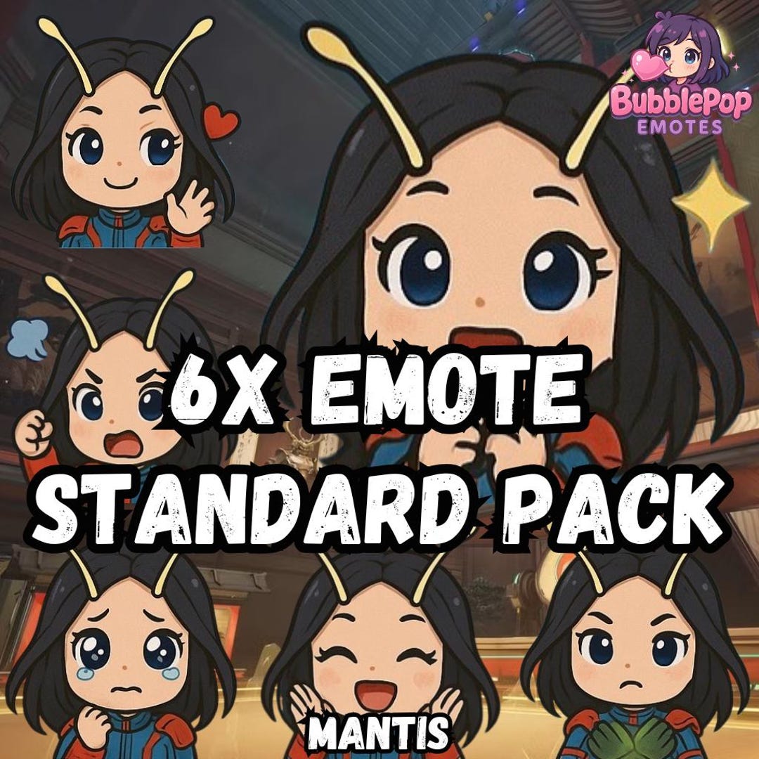Mantis Twitch Emotes – Marvel Rivals 6-pack | Chibi Emotion Emotes for ...