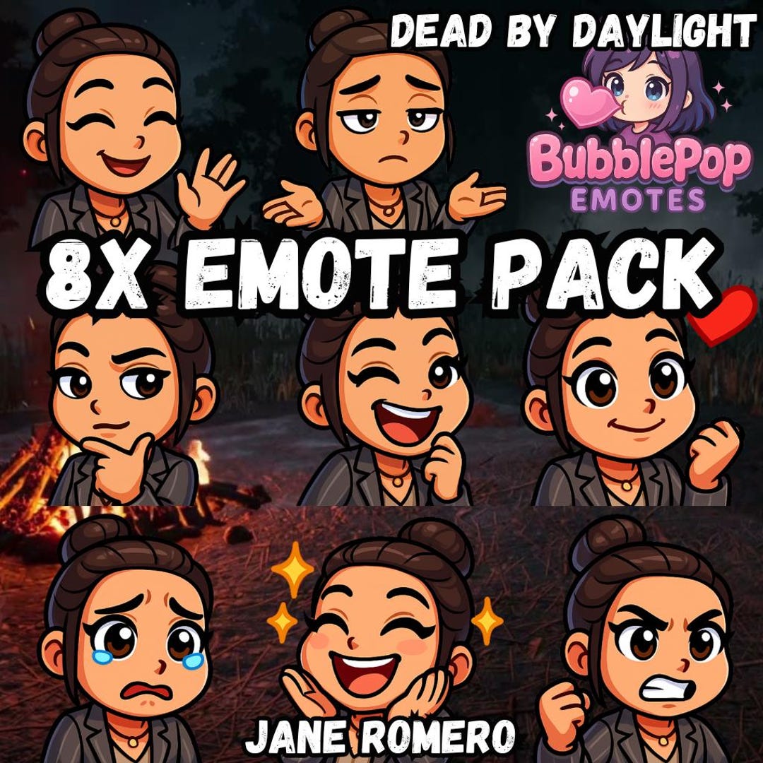 Chibi Jane Romero Emote Pack | Dead by Daylight Streamer Reactions - Etsy