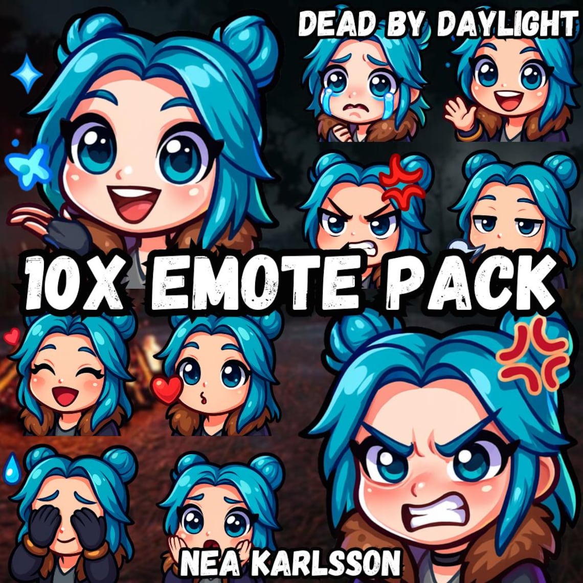 Dead by Daylight Nea Karlsson Emotes | Chibi-style 10-pack (digital ...