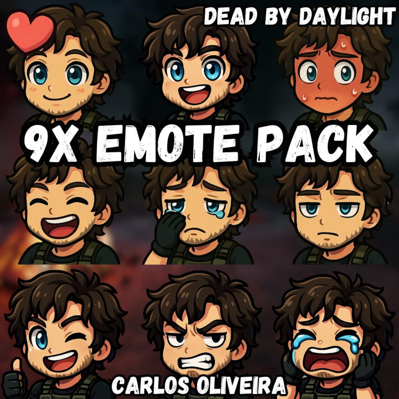 Chibi Style Carlos Oliveira Emote Pack | Resident Evil DBD Twitch ...