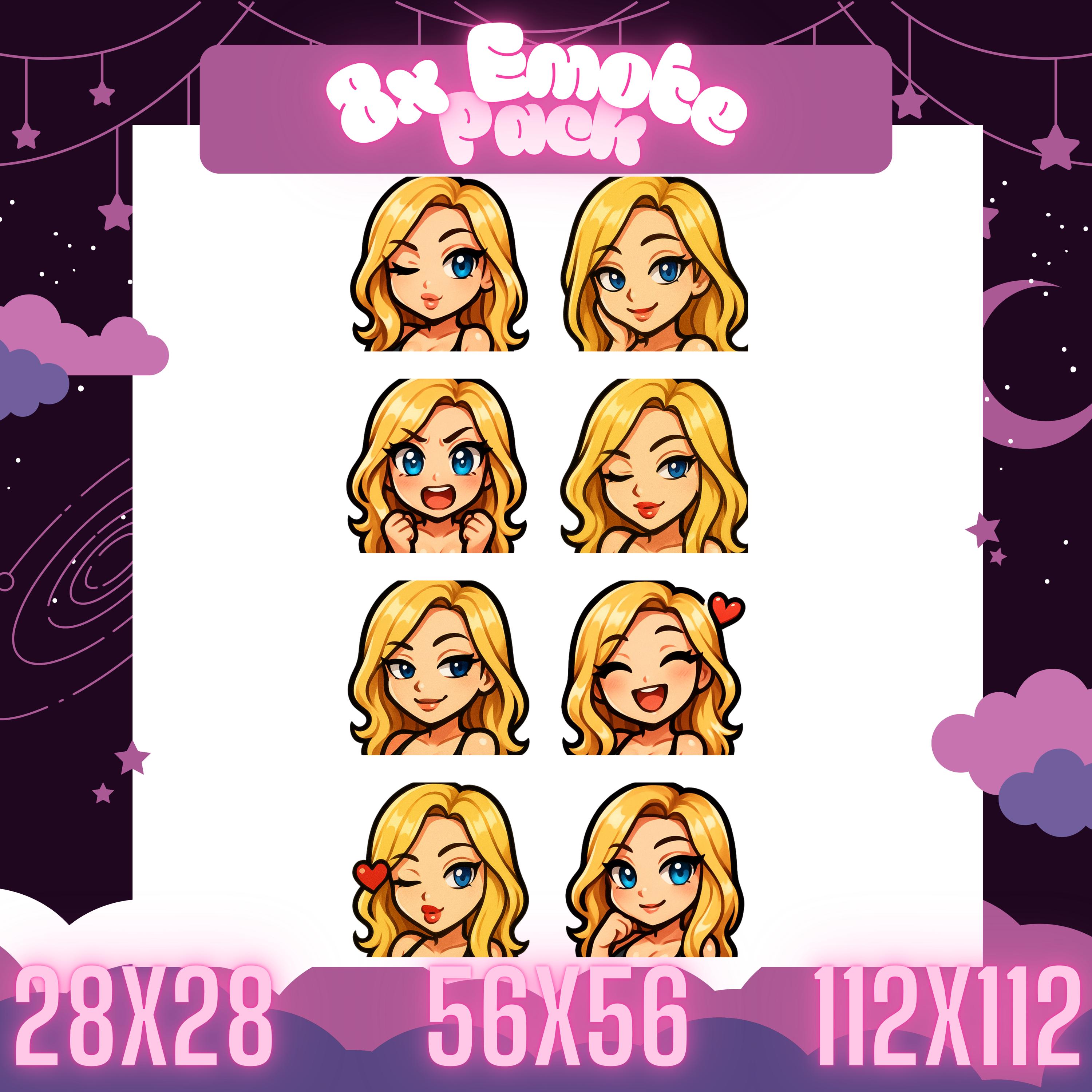 Blonde Girl Twitch Emotes: Flirty Chibi Streamer Pack - Etsy