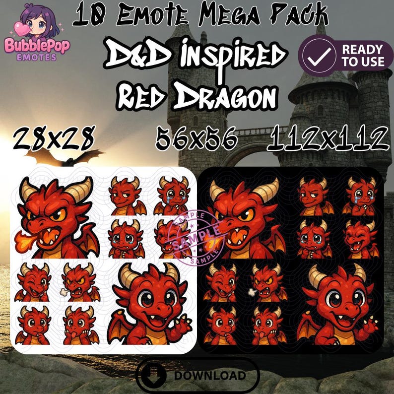 Chibi Red Dragon Emotes: D&D Twitch/discord Streamer Set - Etsy