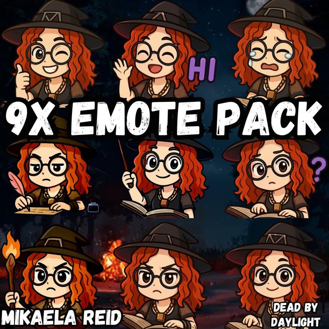 Dead by Daylight Mikaela Reid Emotes | Witchy Chibi Emoji Pack (digital ...