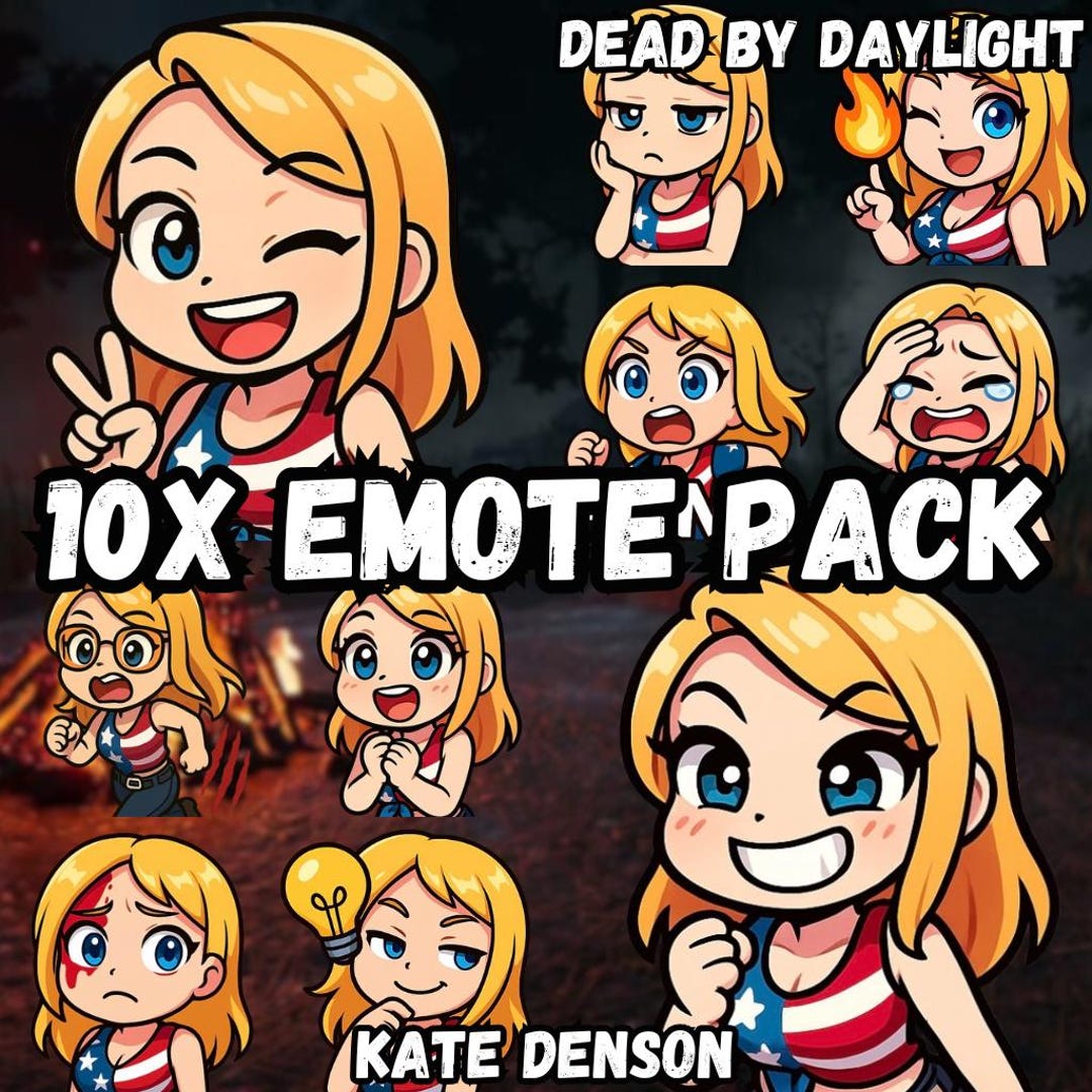 Kate Denson Emote Pack | Chibi DBD Survivor PNG Art (instant Download ...