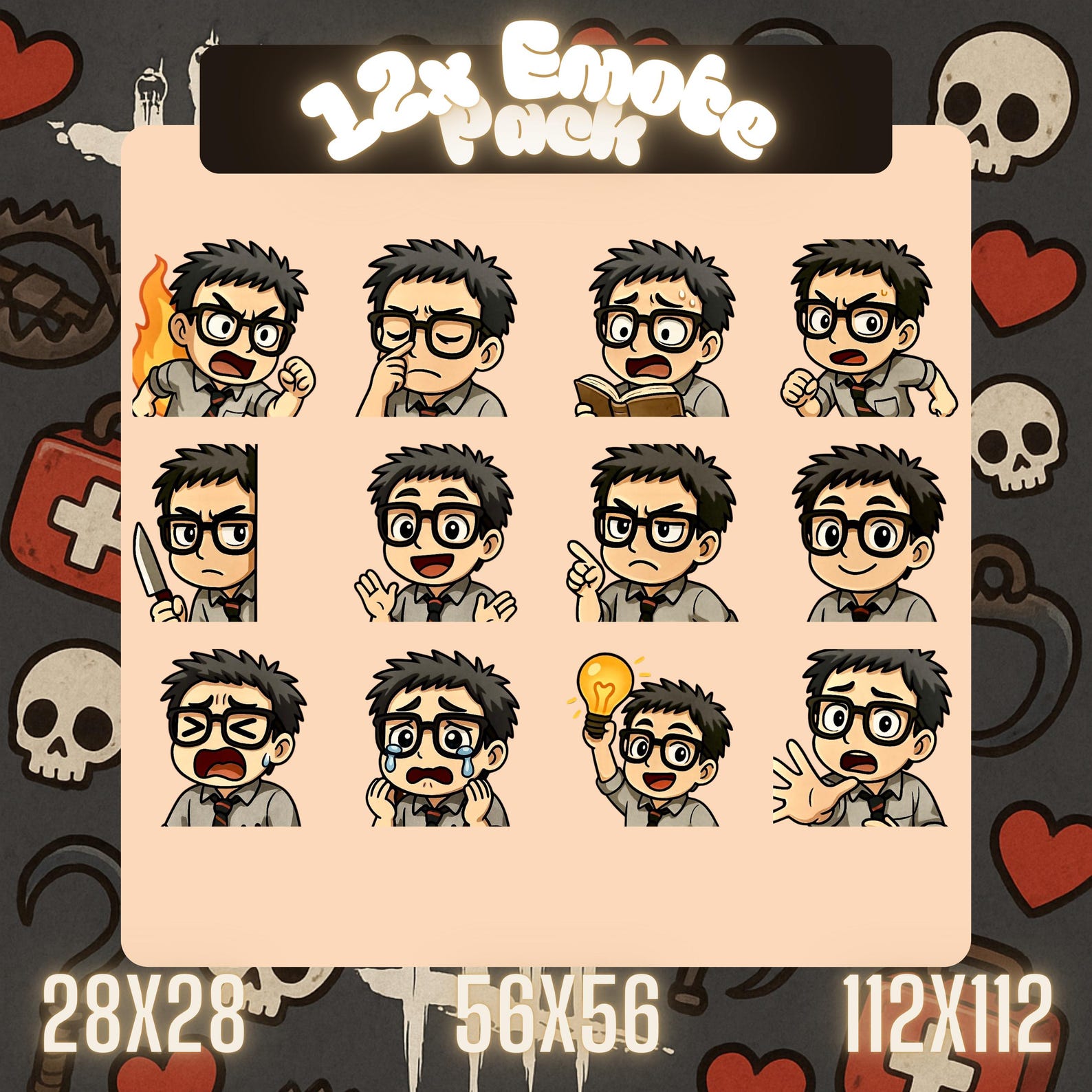 Chibi Dead by Daylight Dwight Emotes | Twitch & Discord Emoji Set - Etsy