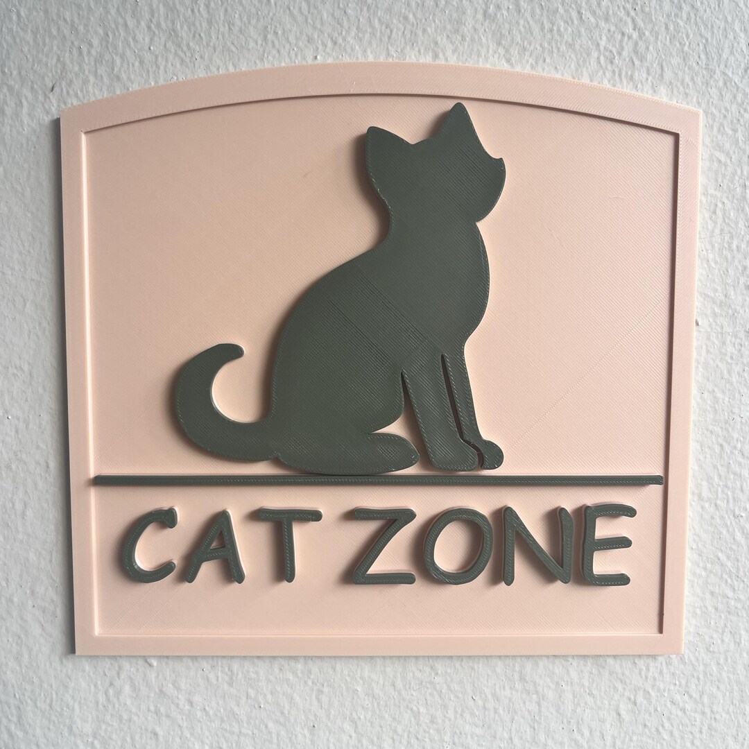 Cat Zone Wall Decor – Minimal 3D Printed Cat Sign, PLA Wall Art for Cat ...