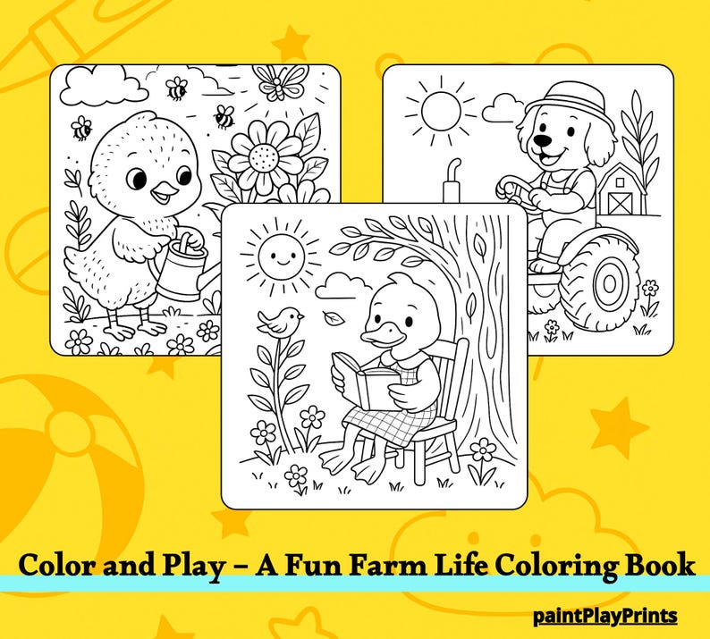 Farm Animals Coloring Book for Kids | Cute Country Life Scenes to Color ...