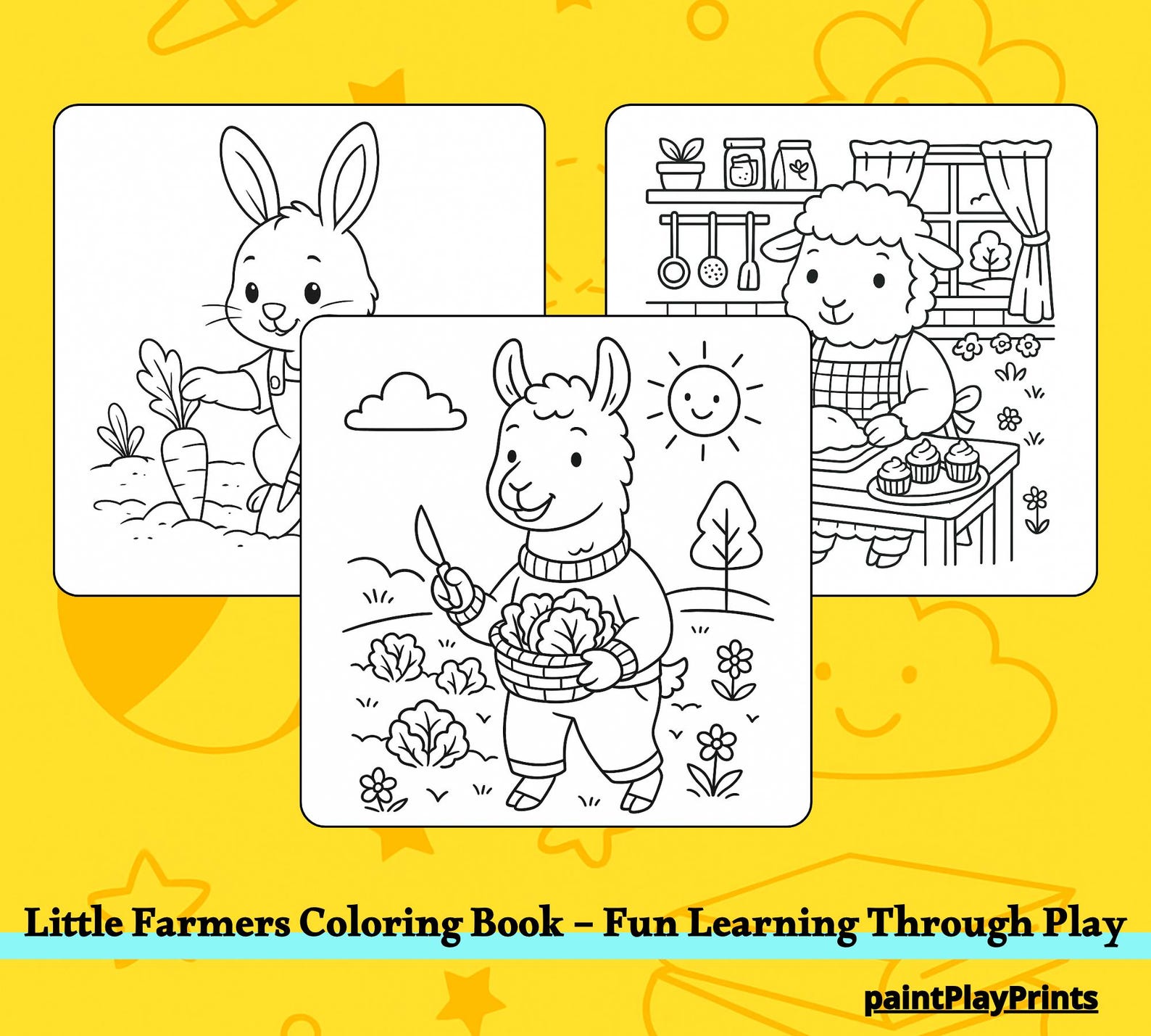 Farm Animals Coloring Book for Kids | Cute Country Life Scenes to Color ...