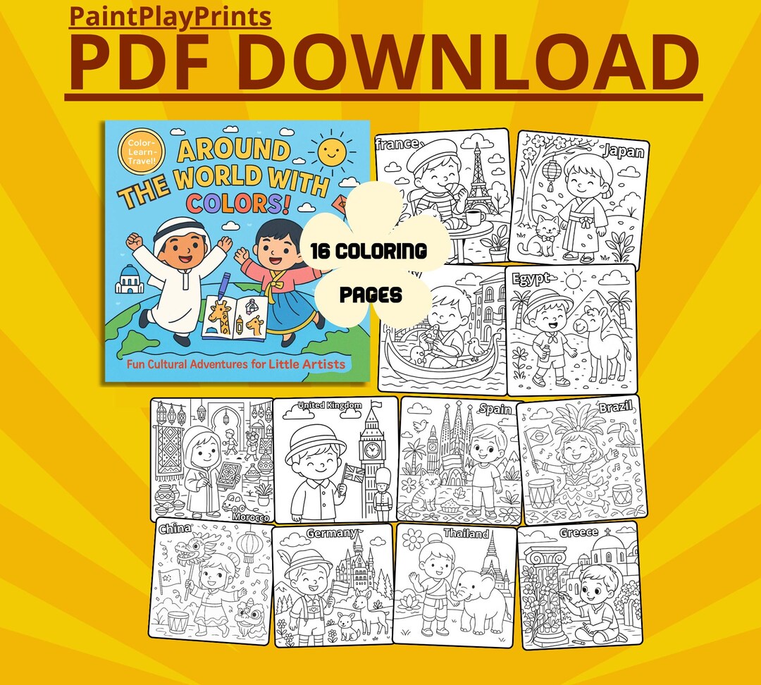 Kids' Cultural Coloring Book | Around the World, 16 Pages (PDF) - Etsy