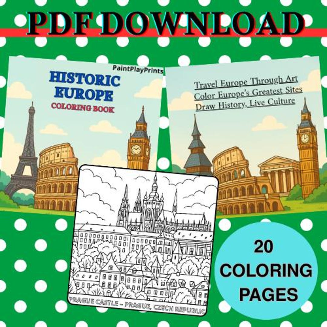 Historic Europe Coloring Book – 20 Famous Landmarks to Color ...