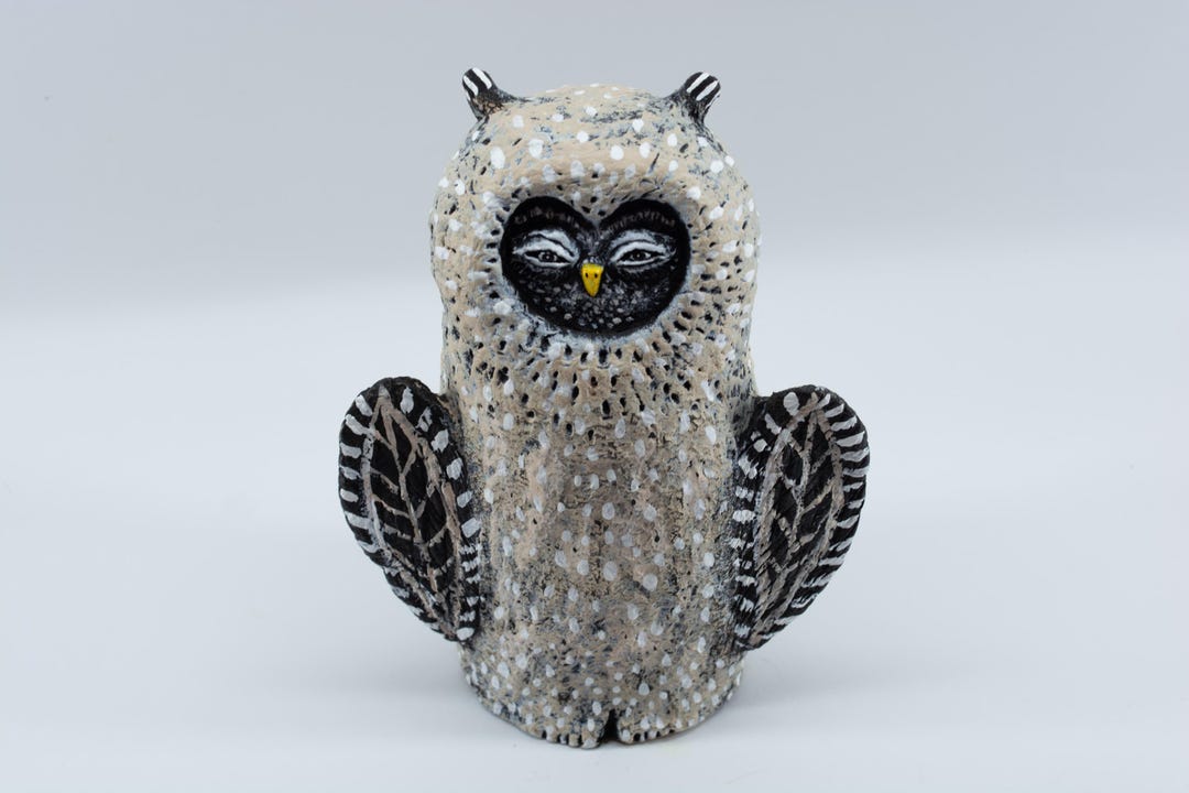 Handmade Papier-mâché Owl Sculpture | Whimsical Folk Art Decor - Etsy