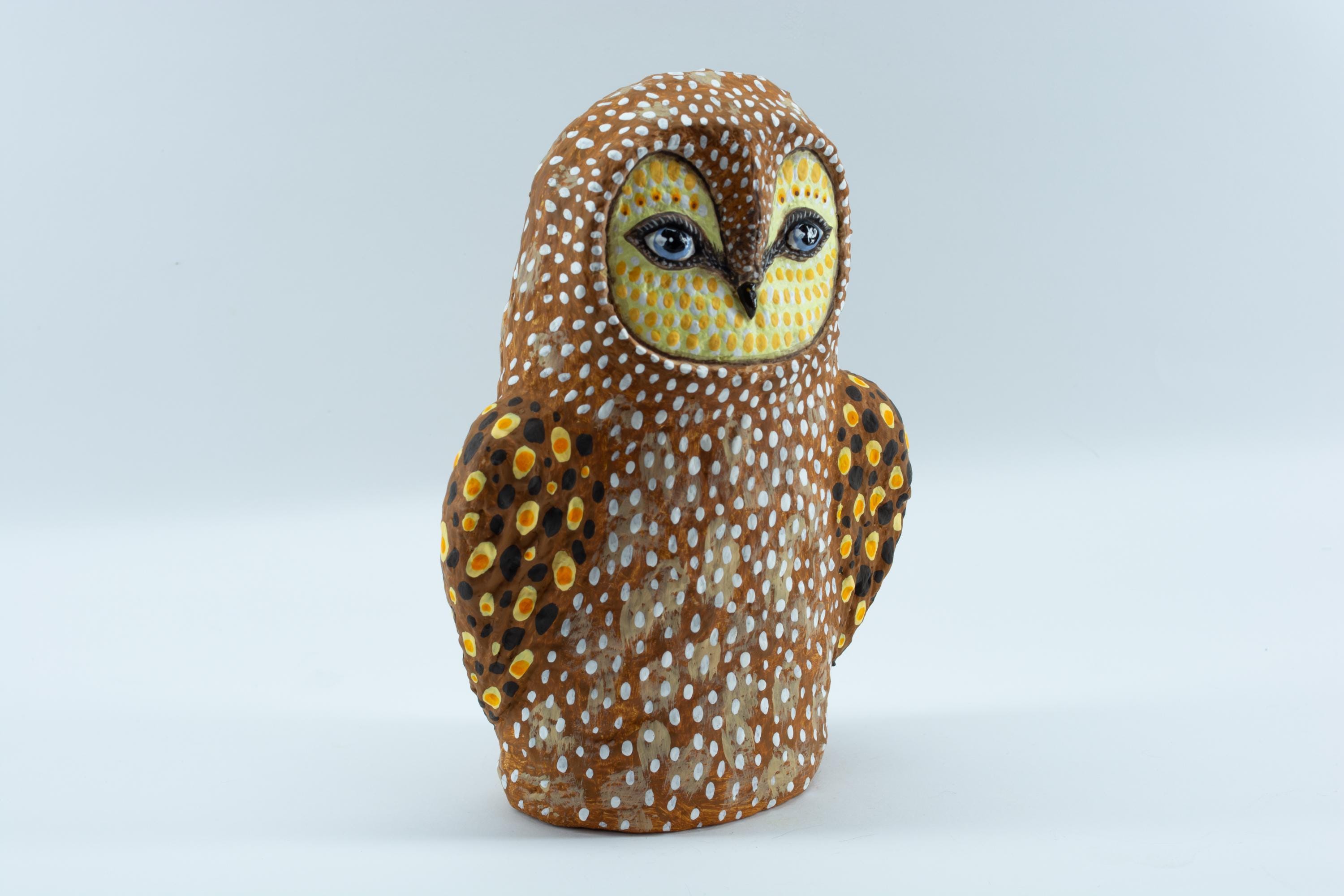 Handmade Owl Sculpture, Folk Art Papier Mache Owl Marfa - Etsy