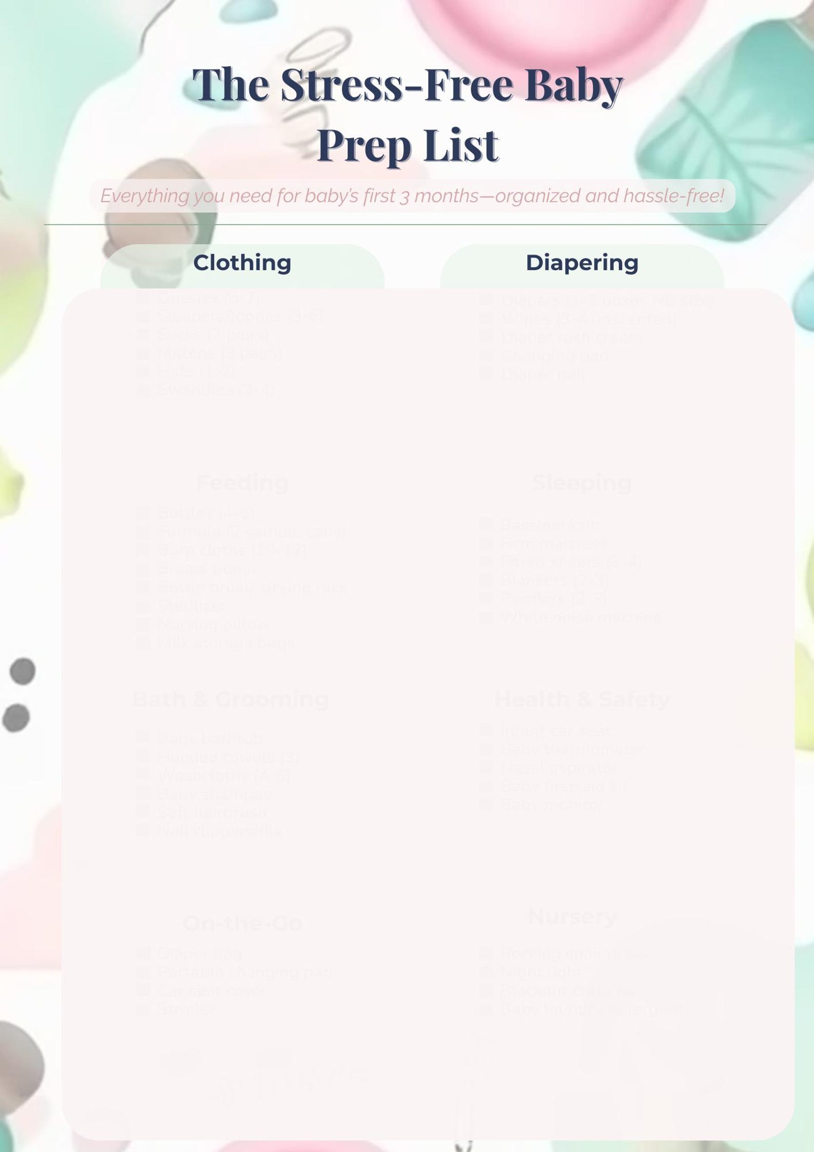 The Stress-free Baby Prep List – Printable Newborn Checklist - Etsy