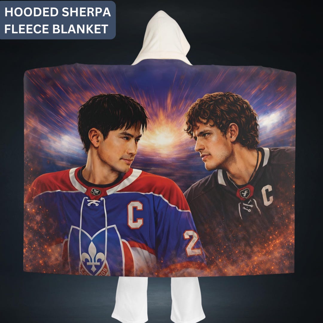 Heated Rivalry Inspired Hooded Sherpa Fleece Blanket - Ilya Rozanov and ...