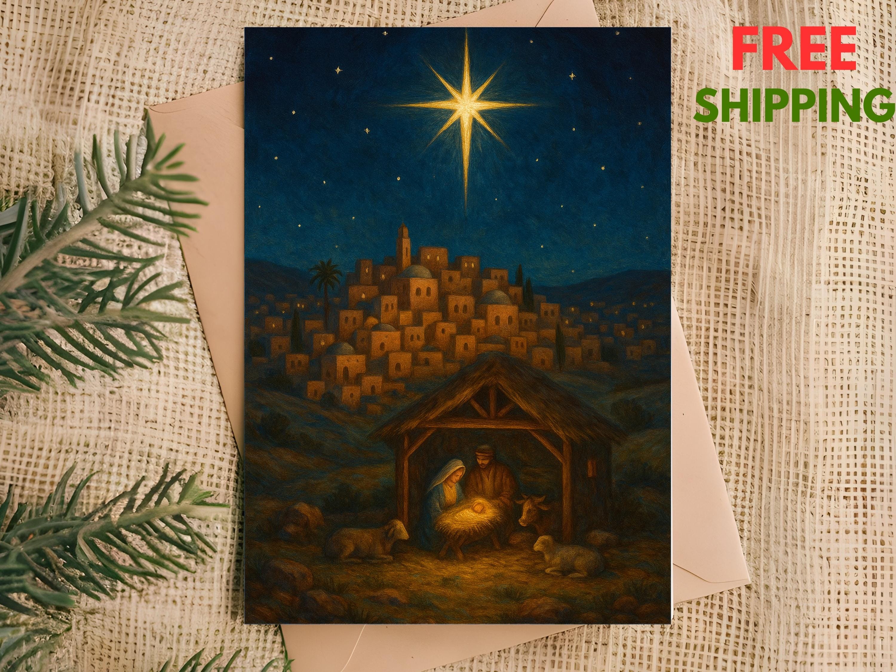 Bethlehem Nativity Christmas Card Set of 10, 30, 50 - Religious ...