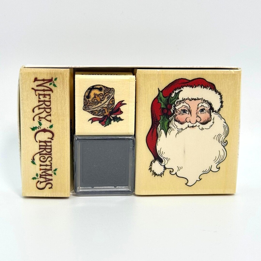 PSX Merry Christmas Santa Rubber Stamp Set + Ink Pad NIB 2000 Vintage ...