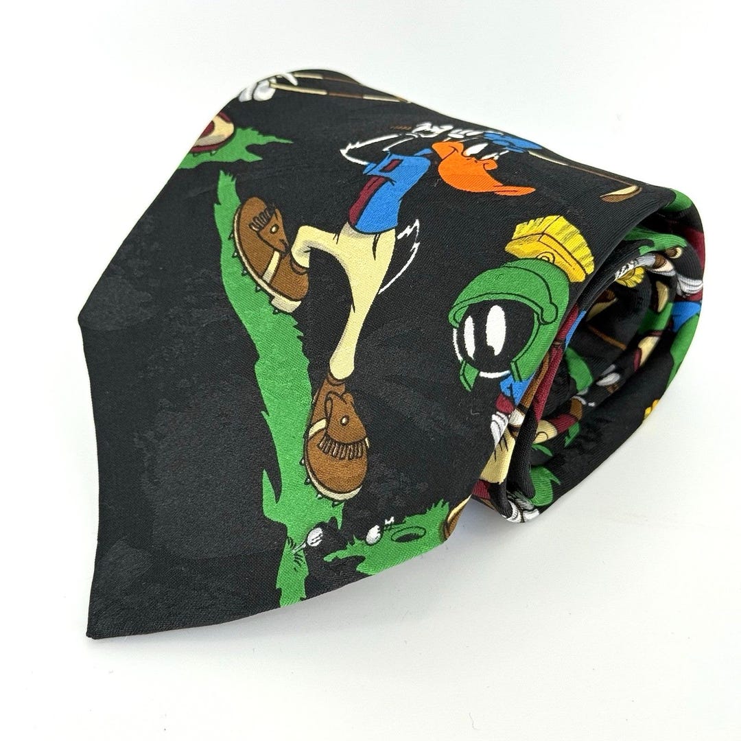 Vintage 1994 Looney Tunes Mania Golf Tie Daffy Duck Taz Marvin the ...