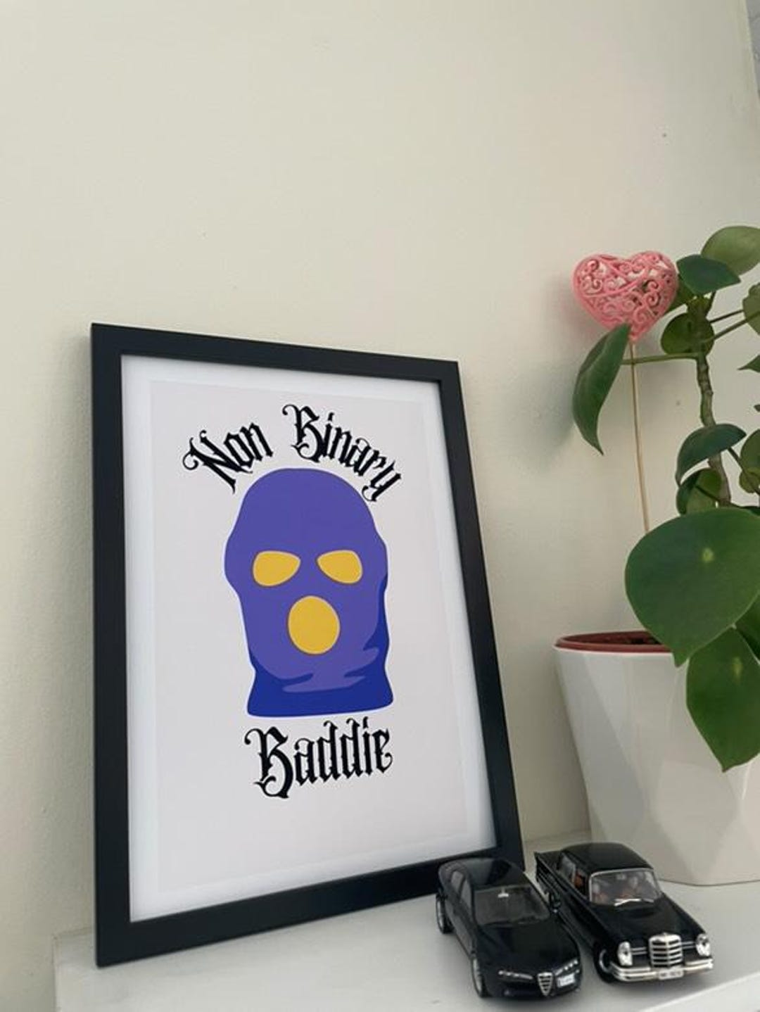 Nonbinary Baddie Art Print: Gothic Balaclava, Queer Home Decor (A4 ...