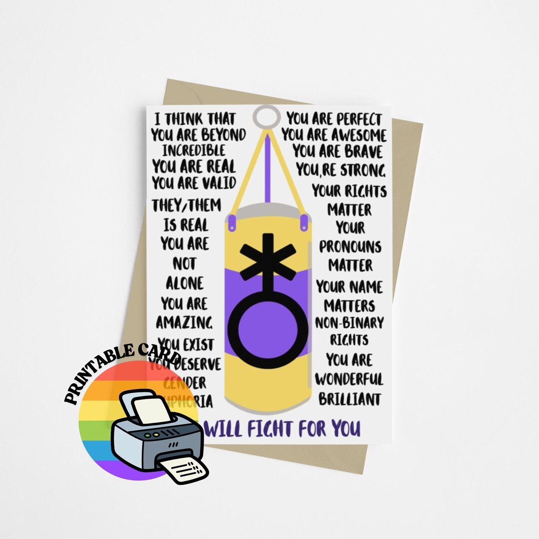 Printable Nonbinary & Genderfluid Pride Greeting Card | A5 Digital ...