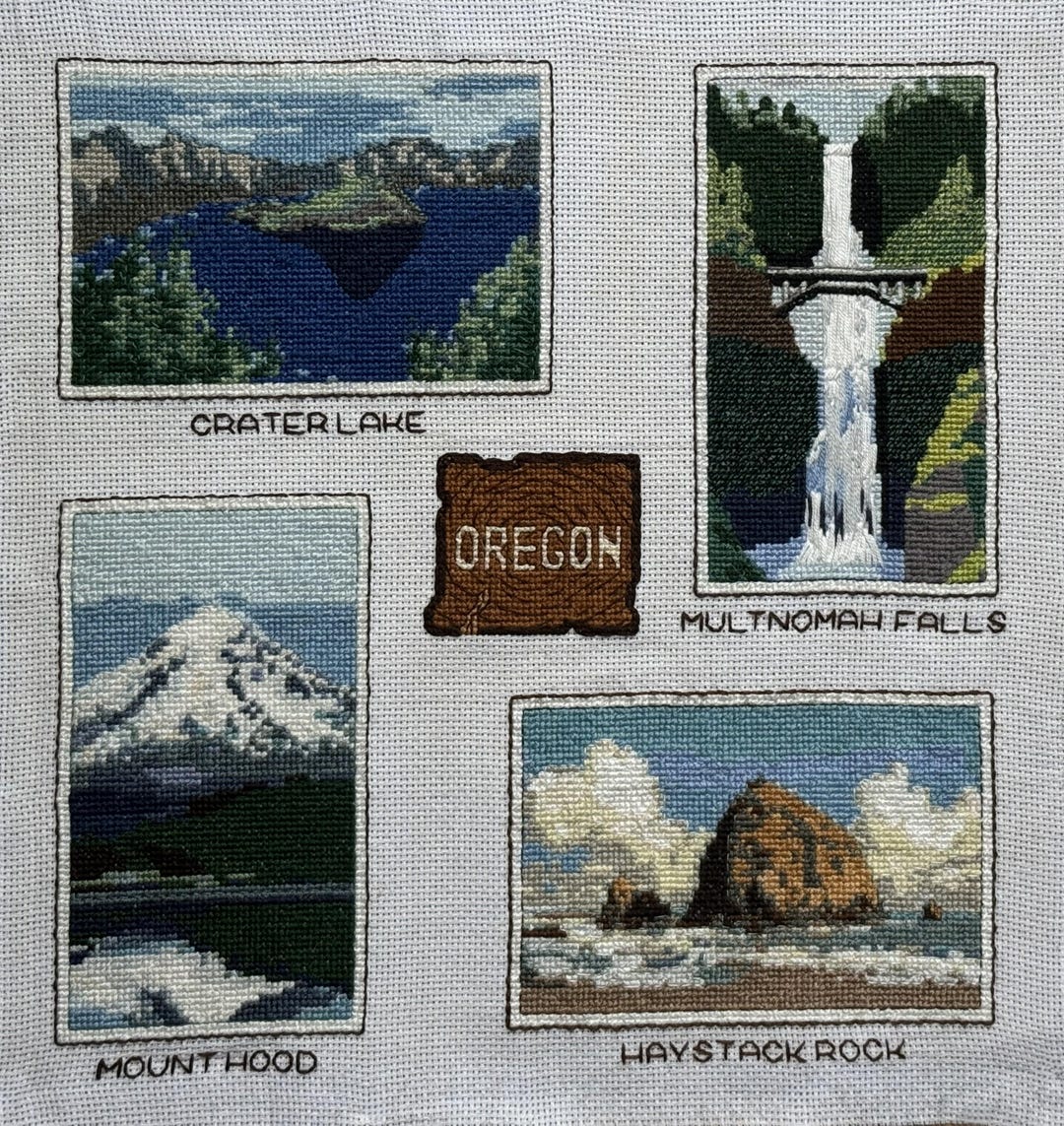 Oregon State Collage Cross Stitch Pattern: Modern Nature Travel Designs ...