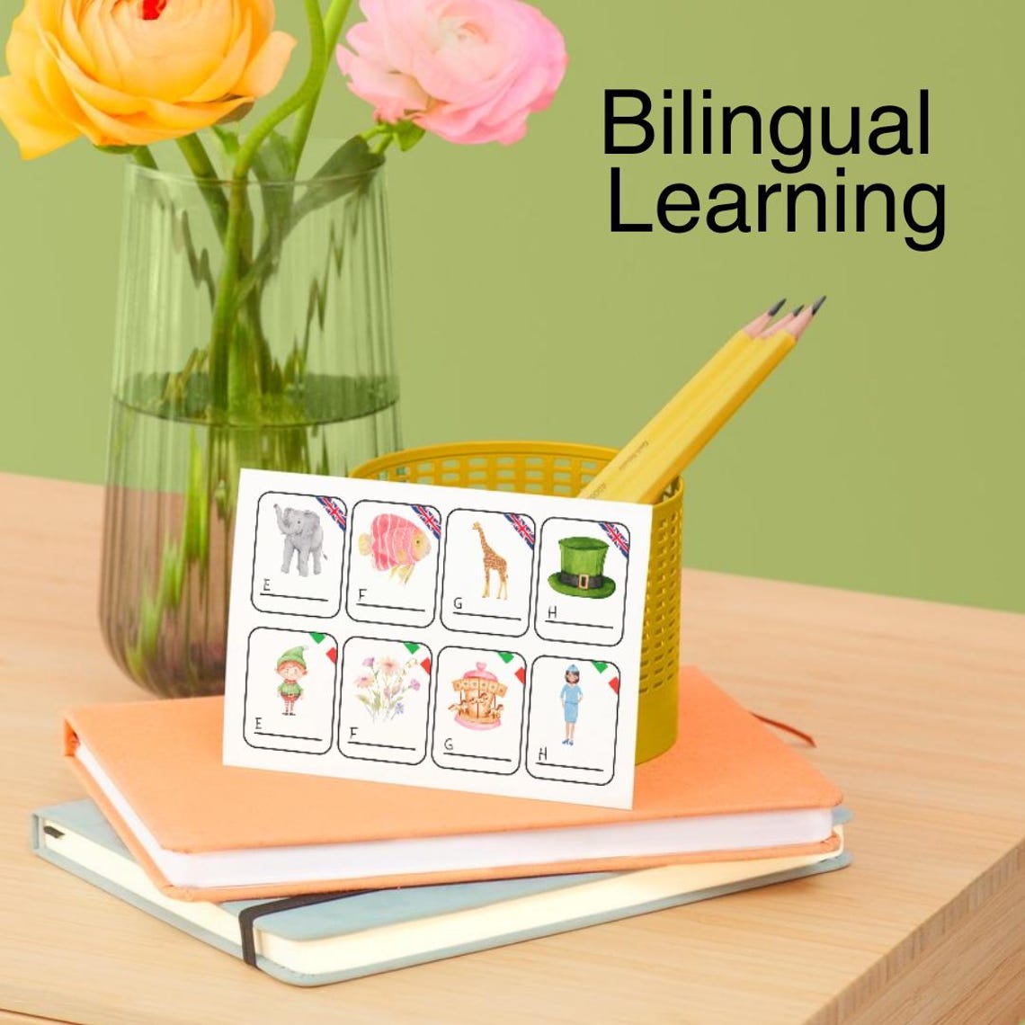 Printable Italian-english Alphabet Flashcards: Educational ABC Cards ...