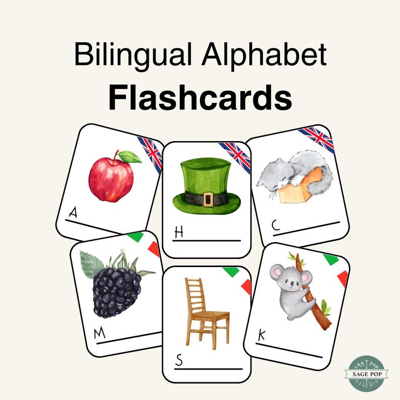 Printable Italian-english Alphabet Flashcards: Educational ABC Cards ...
