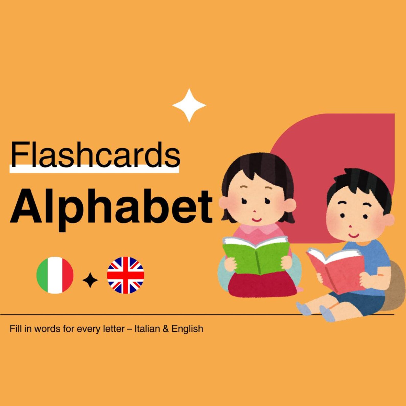Printable Italian-english Alphabet Flashcards: Educational ABC Cards ...
