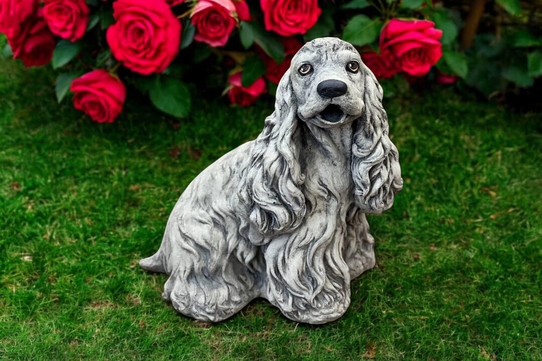 Cocker Spaniel Garden Statue Concrete Dog Memorial Figure Pet Grave ...