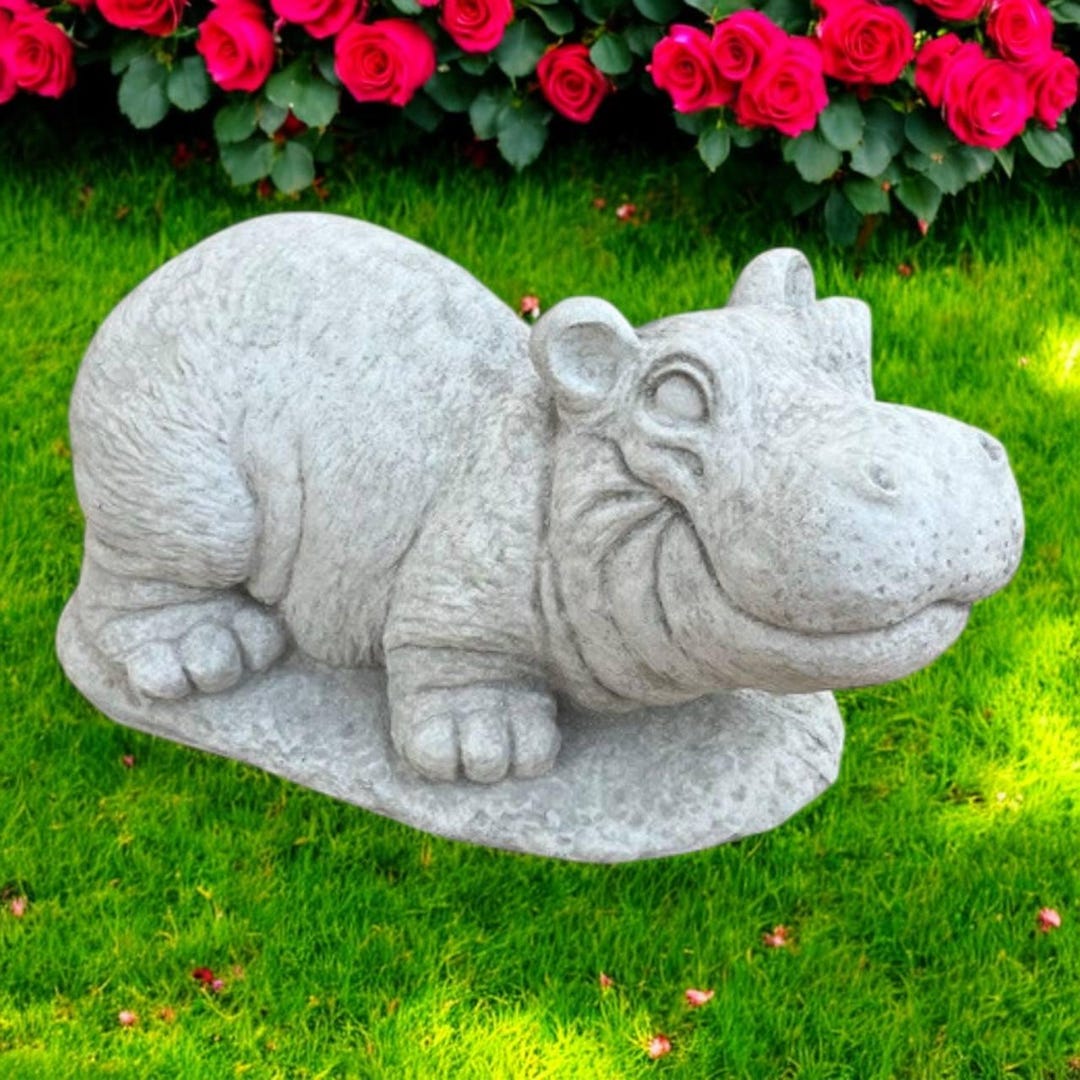 Standing Hippo Sculpture Garden Statue Animals Style Decoration ...
