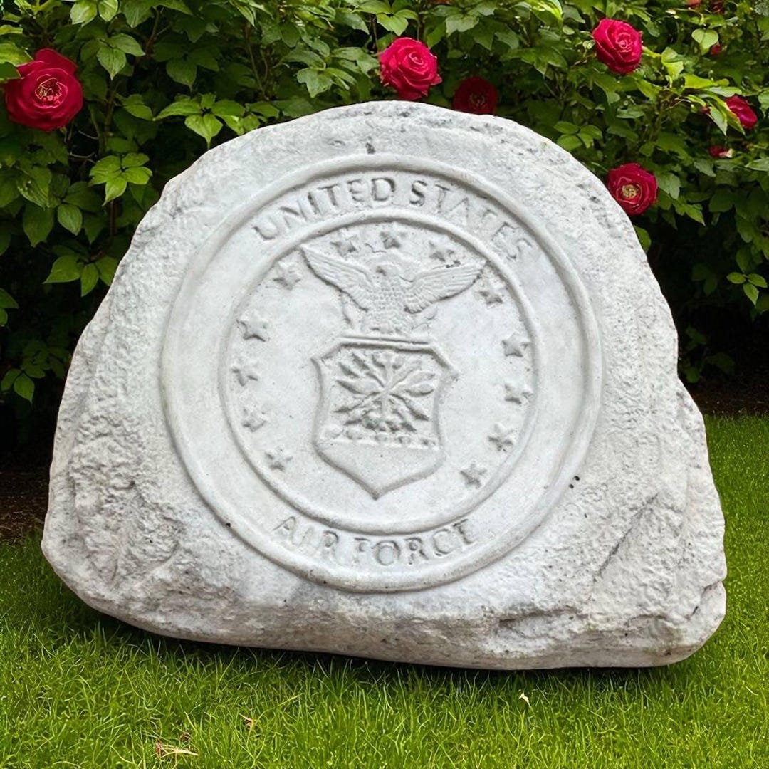 Concrete Air Force Rock Sculpture Cement Garden Figurine Fallen Soldier ...