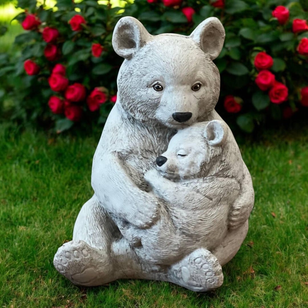Two Bears Garden Statue Cute Pandas Outdoor Decoration Concrete Animals ...