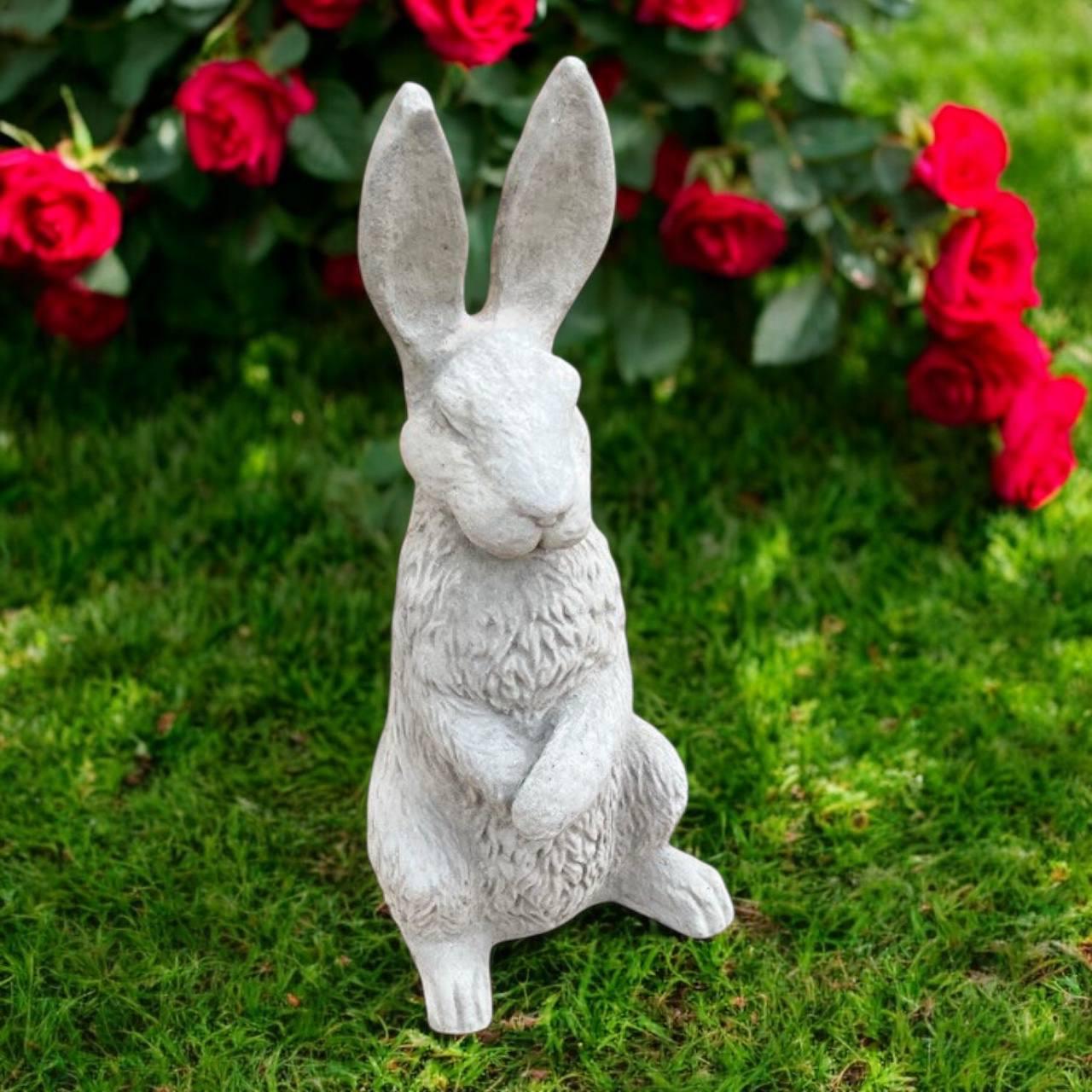 Concrete Rabbit Garden Statue Massive Bunny for Porch Sculpture Outdoor ...