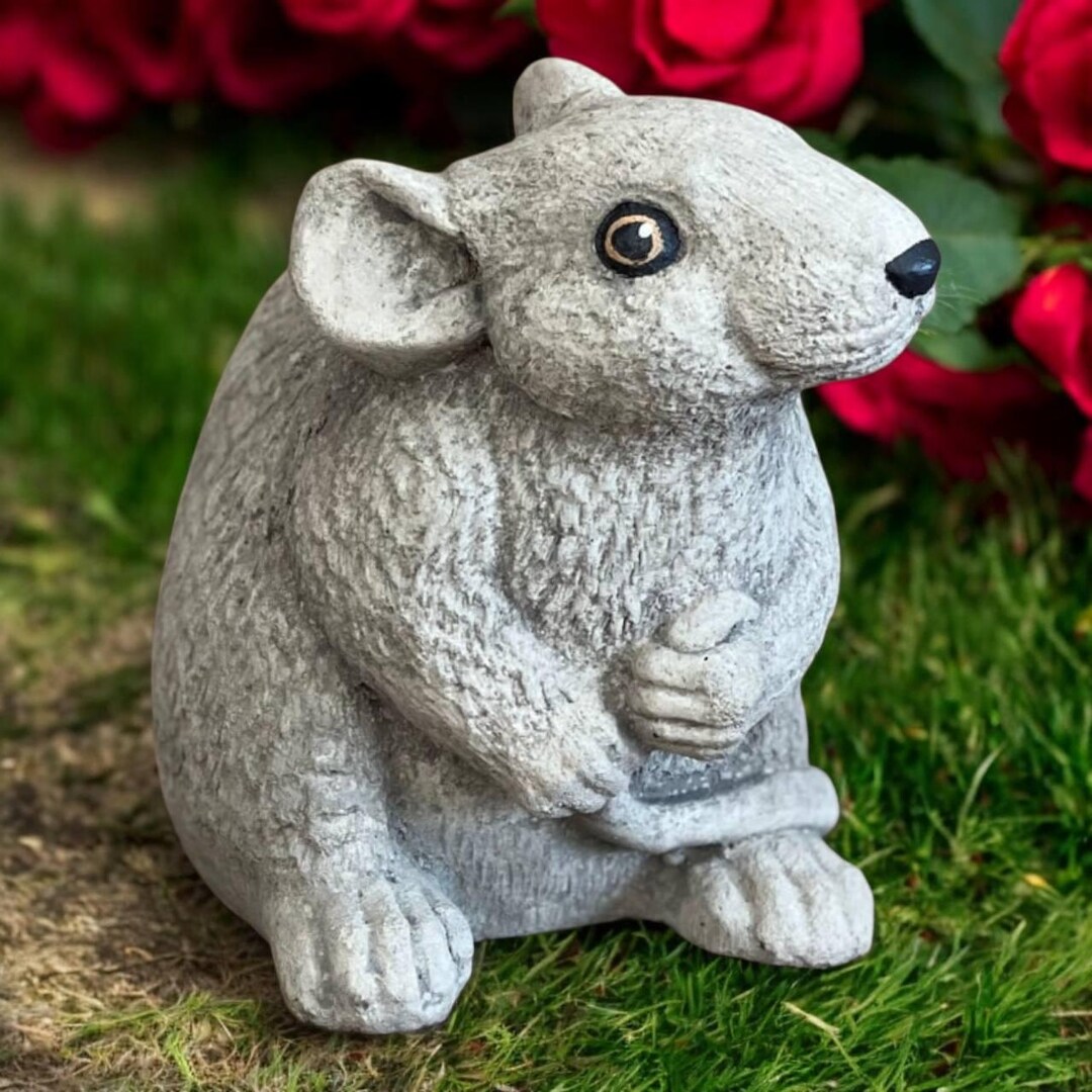 Painted Mouse Figure Small Animal Statue Cement Mouse Sculpture Outdoor ...