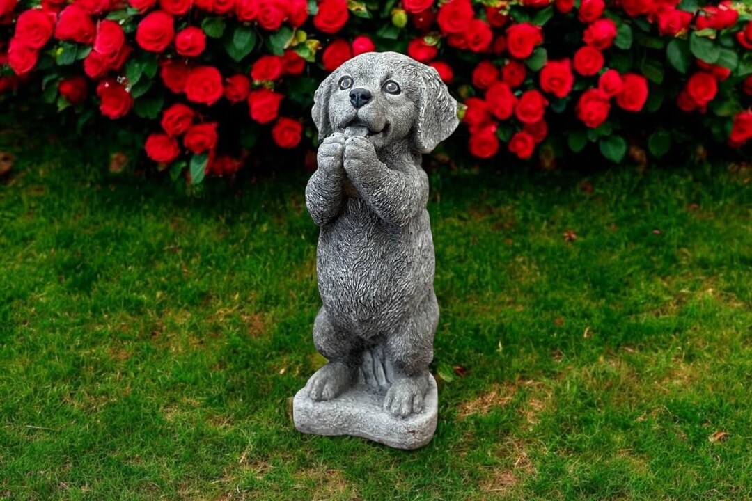 Painted Puppy Garden Statue Outdoor Dog Yard Figure Begging Pet ...
