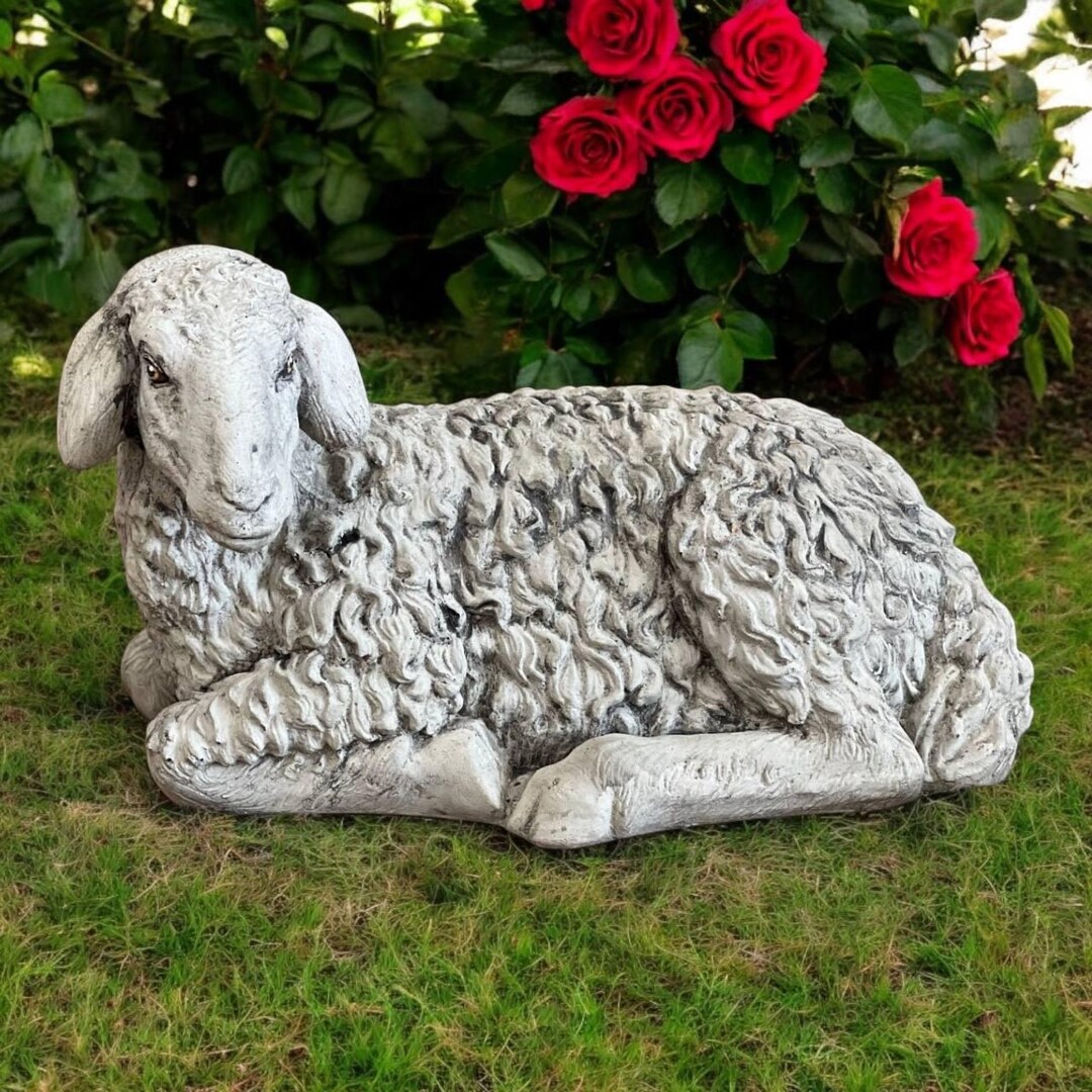 Lamb Concrete Figure Outdoor Farm Animals Sculptures Garden Sheep Stone ...