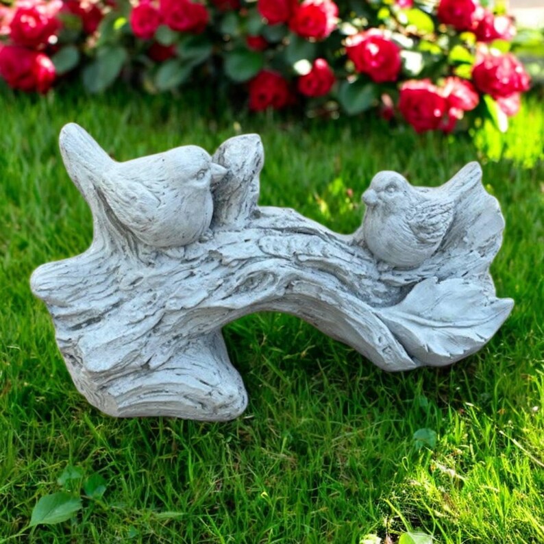 Birds on Branch Sculpture Concrete Birds on Tree Statue Cement Figurine ...