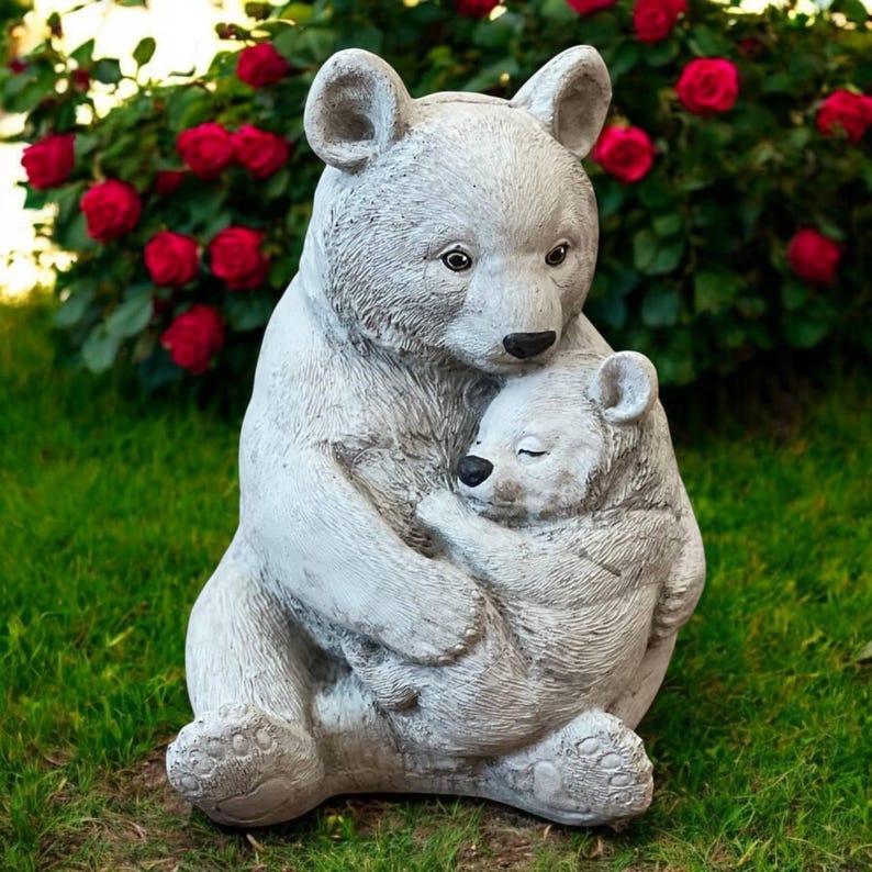 Two Bears Garden Statue Cute Pandas Outdoor Decoration Concrete Animals ...
