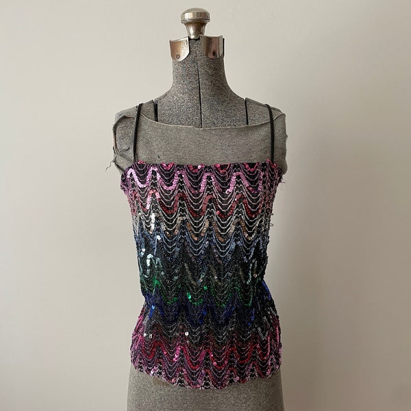 Rainbow Sequin Top - Etsy