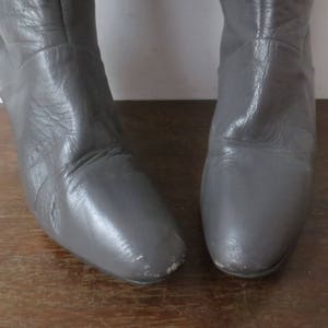 Vintage 1970s Knee-high Boots Cobbies Slate Gray Leather Boots - Etsy