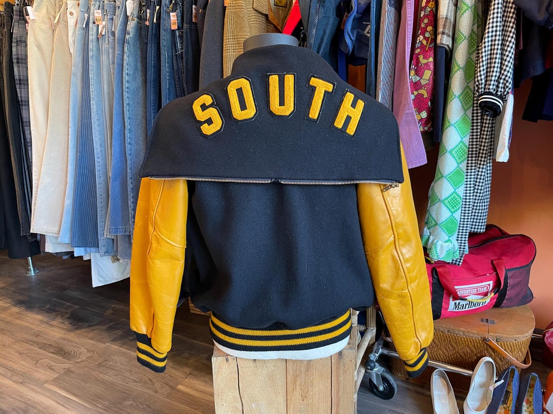 Vintage Varsity Letterman Jacket, Kaye Bros. Chicago, Black & Yellow W ...