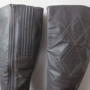 Vintage 1970s Knee-high Boots Cobbies Slate Gray Leather Boots With Rad ...