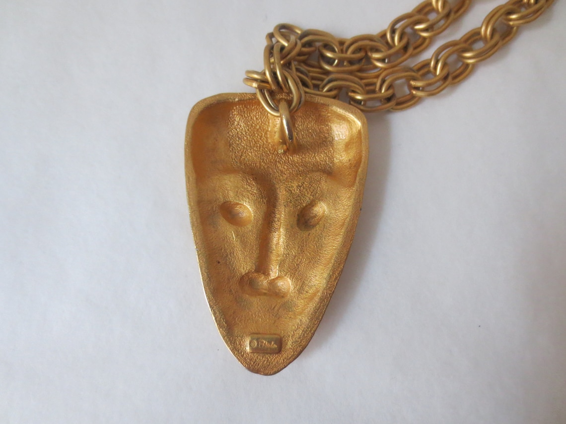 Vintage Pakula Necklace Figural Tribal Pendant & Chain in - Etsy