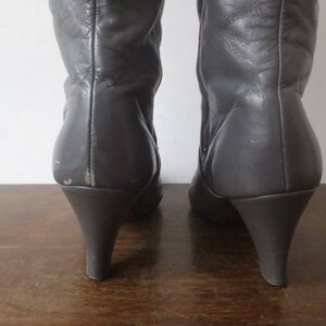 Vintage 1970s Knee-high Boots Cobbies Slate Gray Leather Boots - Etsy