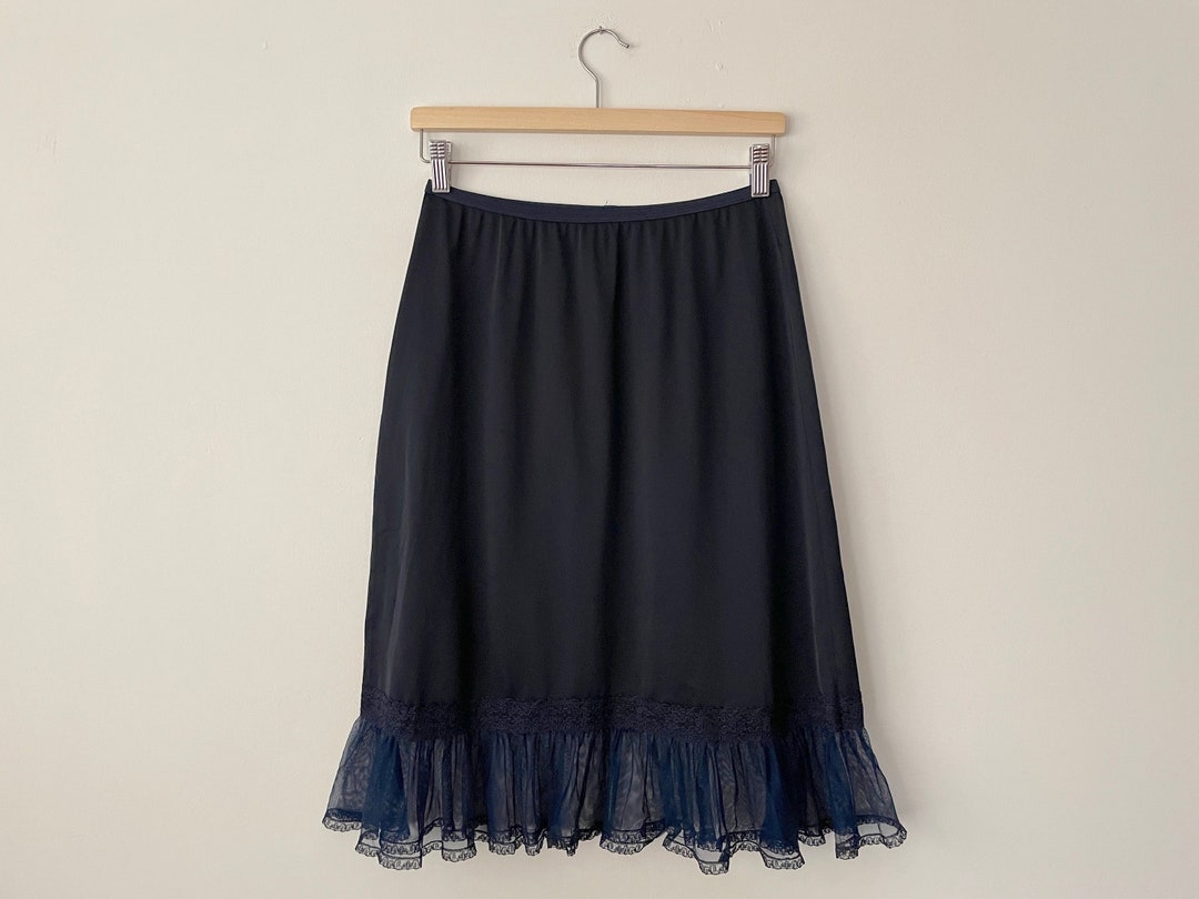 Vintage Half Slip 1950s/60s Gorgeous Midnight Blue Nylon With Ruffled ...
