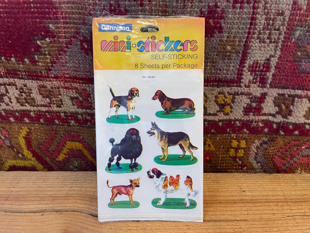 Vintage Dennison Stickers, 1990s Unopened Dog Stickers, No. 80-981, 8 ...